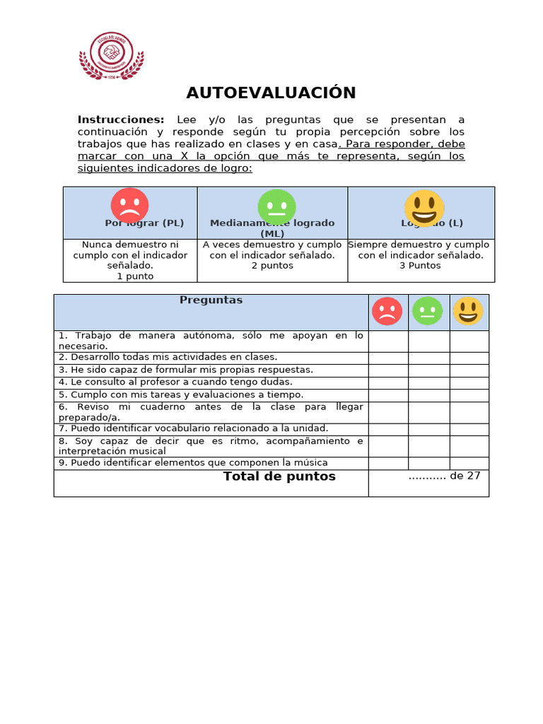 AUTOEVALUACIÓN | PDF