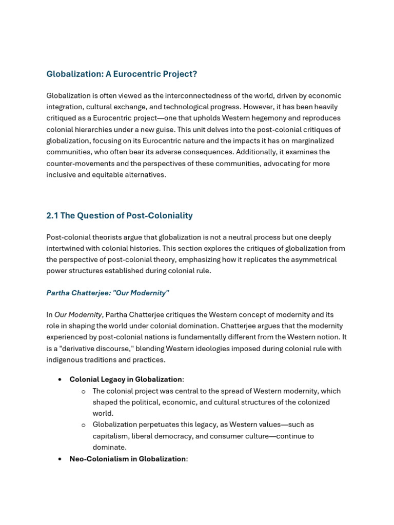 Globalization A Eurocentric Project | PDF | Globalization | Poverty ...