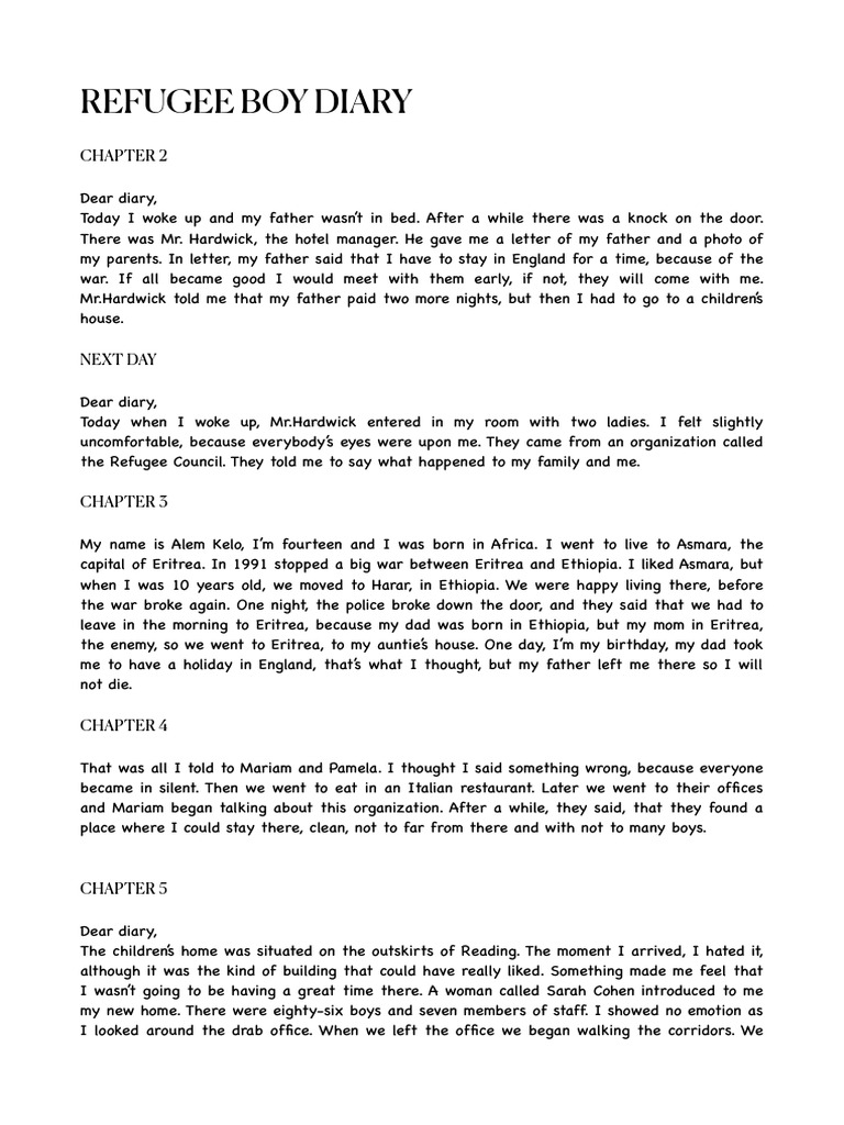 B.E.S - JRGB - Refugee Boy Diary | PDF