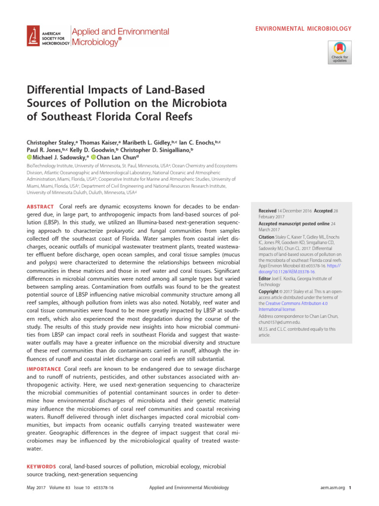 2017 - Differential Impacts of Land-Based Sources of Pollution On The ...