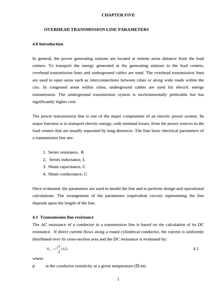 EEE 405 CHAPTER 4 - Transmission Line Parameters. - New | PDF ...