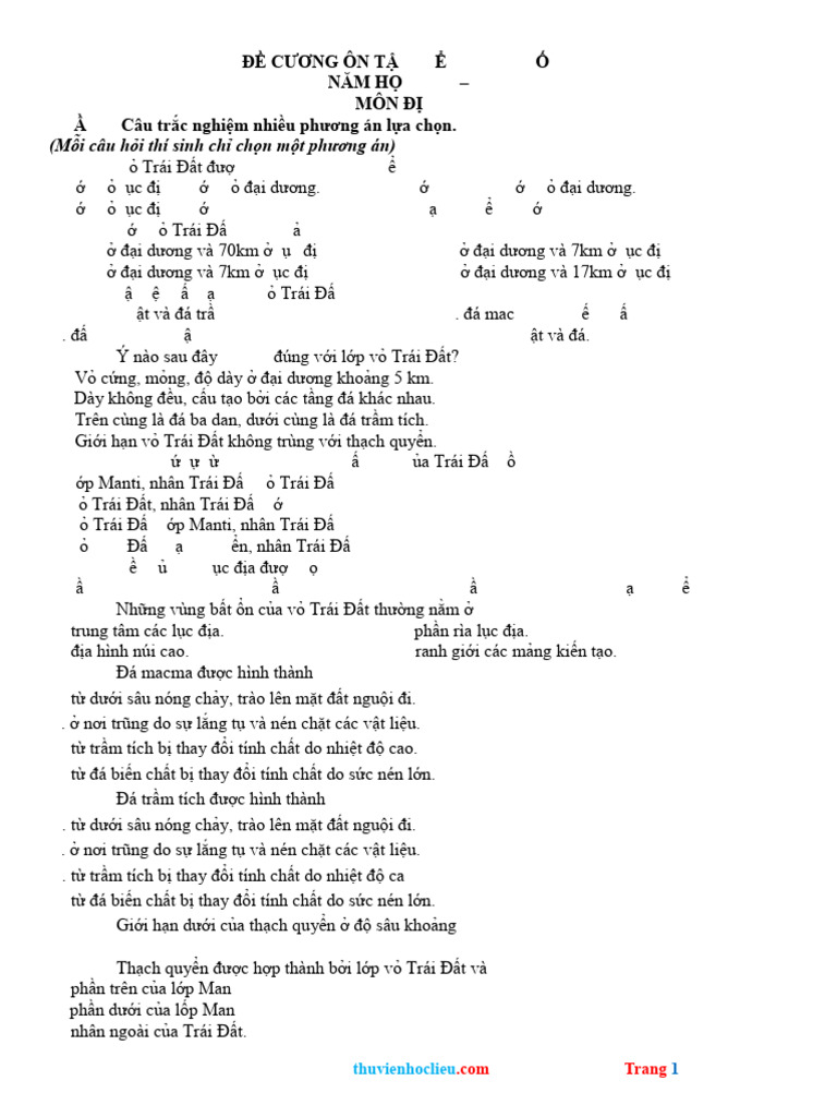De Cuong On Tap HK1 Dia Li 10 Canh Dieu 24 25 | PDF
