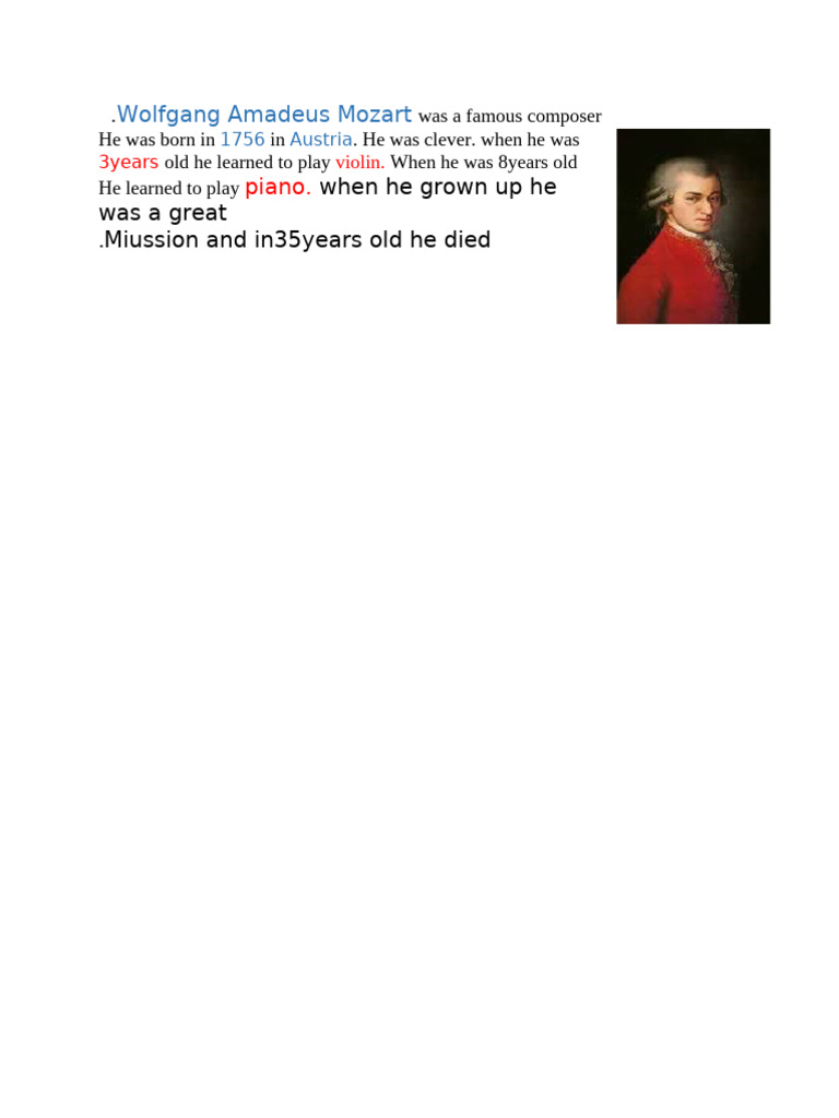 Presentation On Mozart | PDF