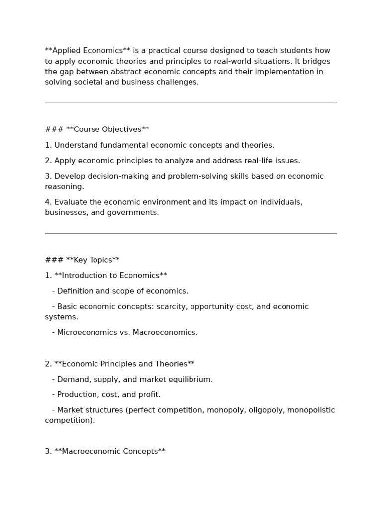 Applied Economics Overview | PDF | Economics | Macroeconomics