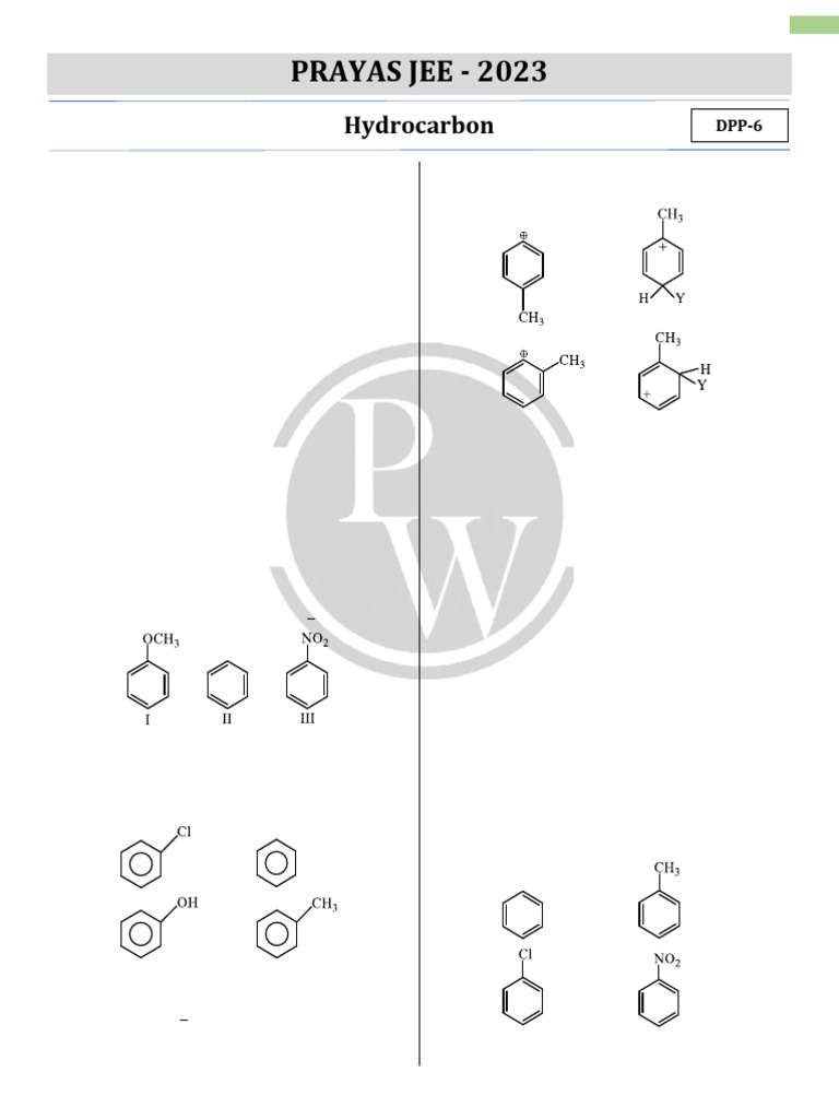 Hydrocarbon _ DPP 06 (Extra DPP) __ Prayas 2023 (Live) | PDF | Aromaticity | Chemical Reactions