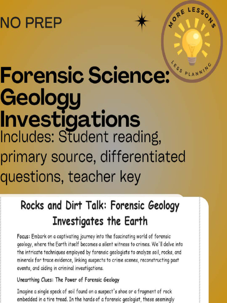 GeologyTrueCrimeForensicScienceReadingComprehensionWorksheet 1 | PDF ...