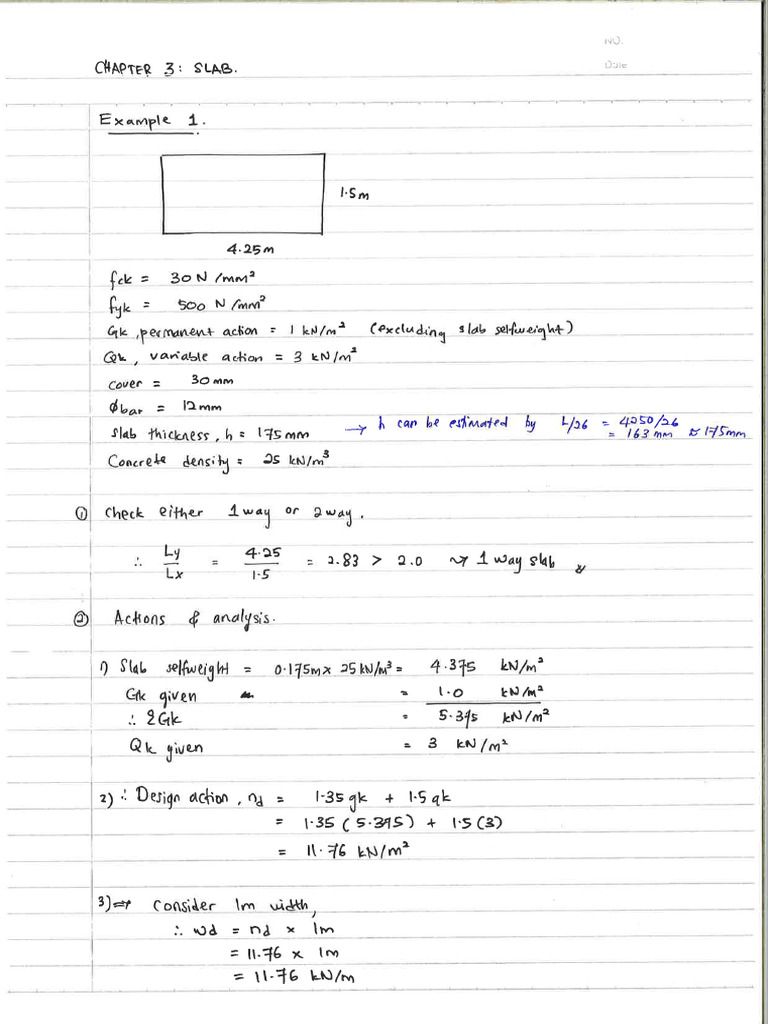 Slab - Example 1 Ss 1 Way | PDF