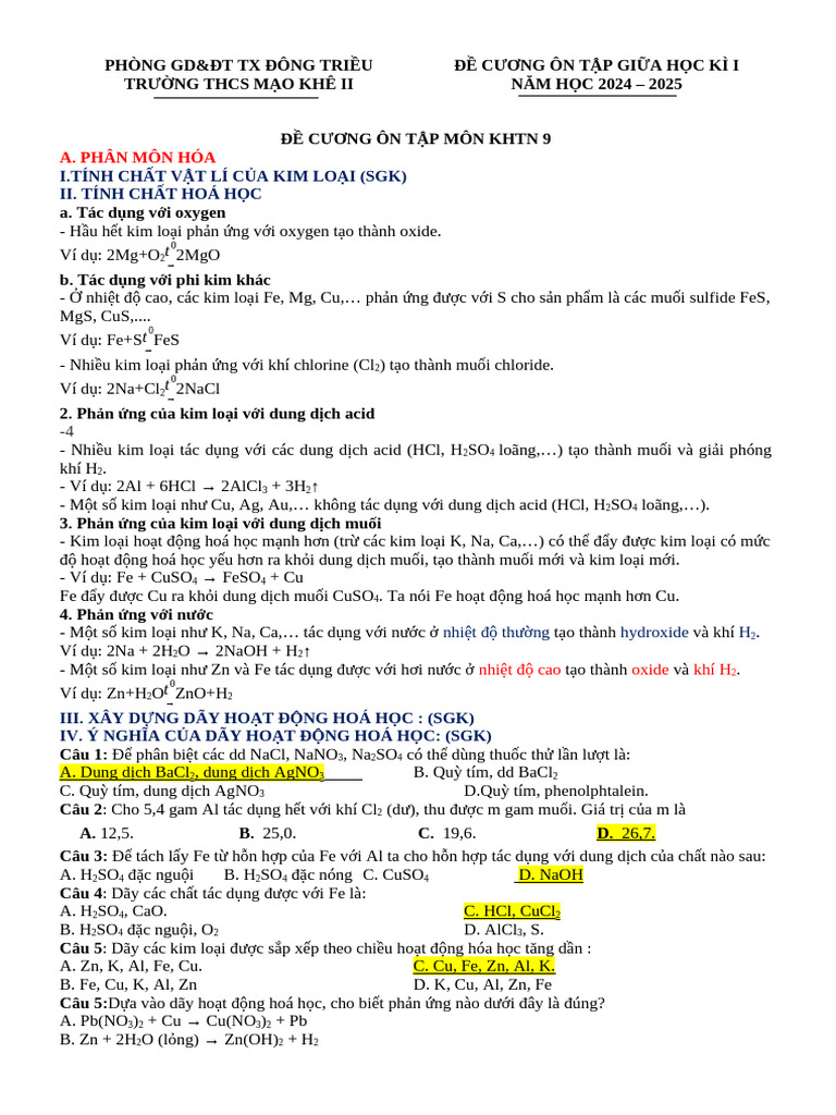 ĐC Gki KHTN 9 24 25 | PDF