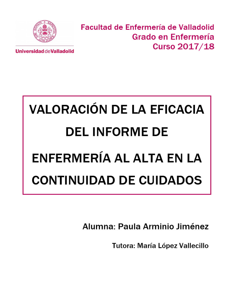 TFG-H1202.pdf;jsessionid=BDCB76DD6BC1EF7CFEE2528544B38176 | PDF | Enfermería | Hospital