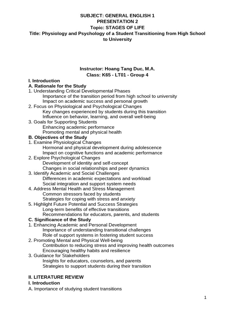 Gen1 k65tn Lt01 g4 Presentation2 Outline | PDF | Stress (Biology ...