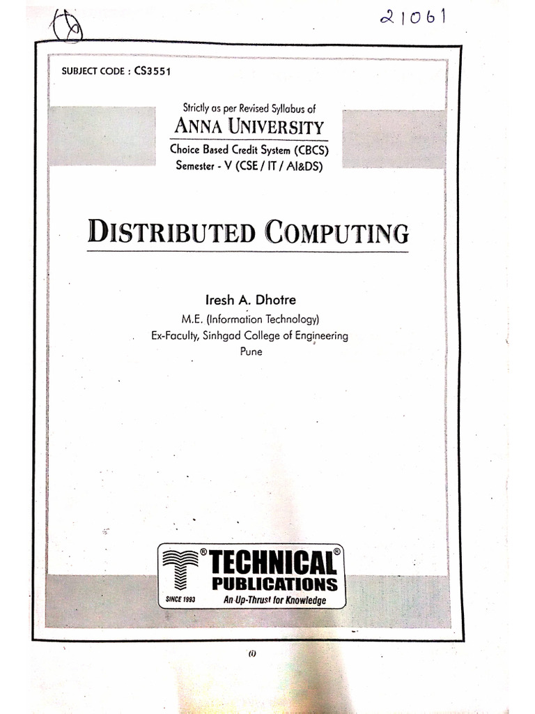 CS3551 Distributed Computing Book | PDF