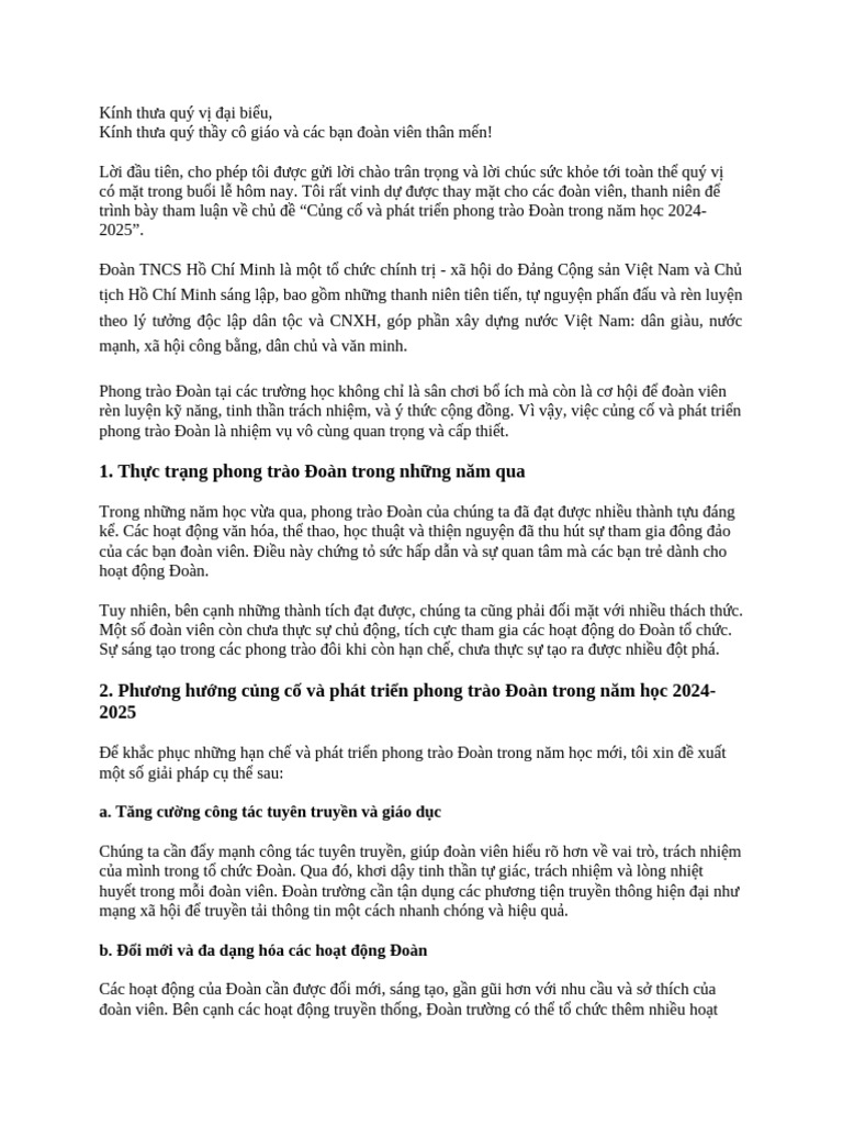 Cung Co Phong Trao Doan 1 | PDF