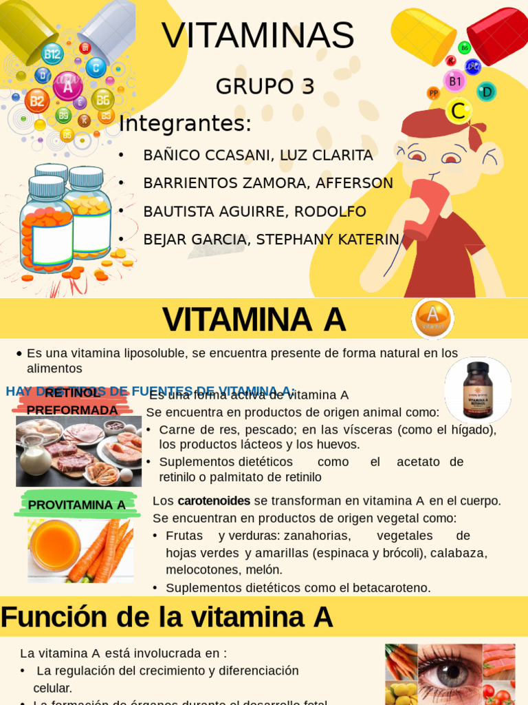Beneficios y Fuentes de Vitamina A | PDF | Vitamina a | Suplementos ...