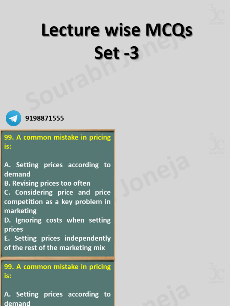 Lecture wise MCQ Set 3_24303097_2023_10_26_14_49 | PDF | Pricing | Communication