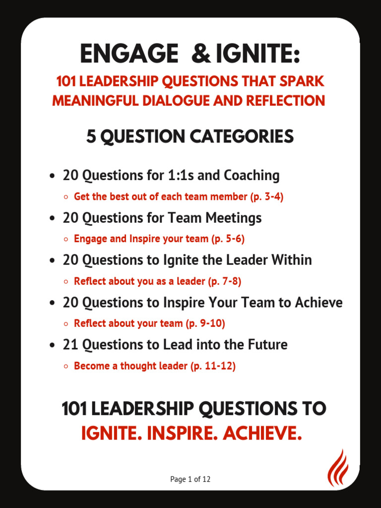 101 Leadership Questions for Teams | PDF | Goal | Leadership