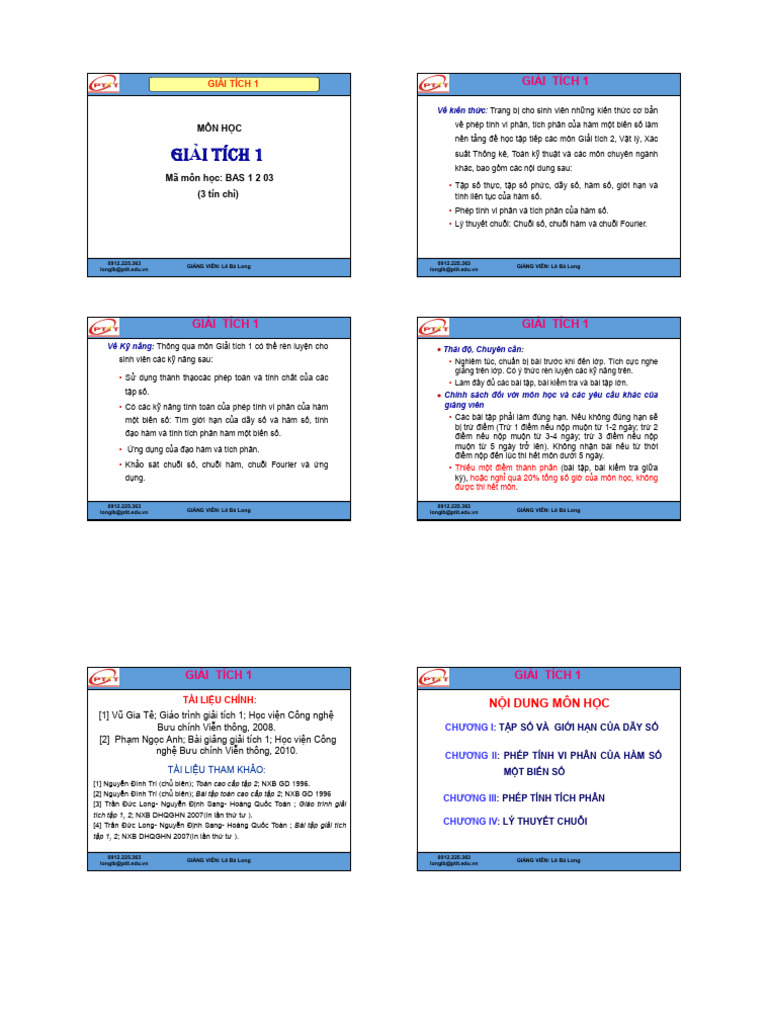 Gioi Thieu Ve Mon Giải Tích 1 | PDF