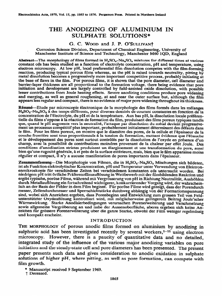 10.the Anodizing of Aluminium in Sulphate Solutions | PDF | Applied And ...