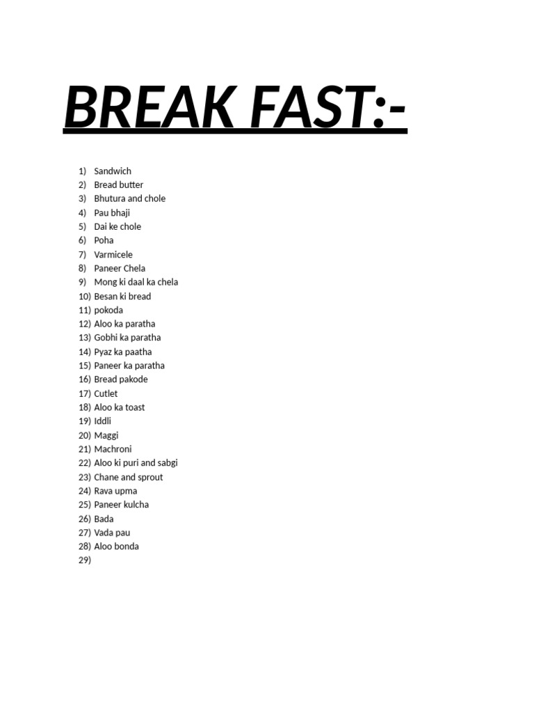 Break Fast | PDF