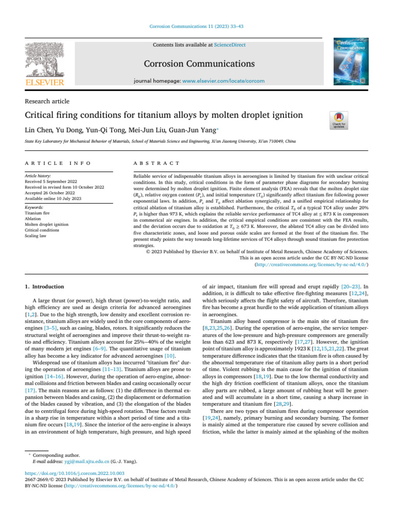 Critical Firing Conditions For Titanium Alloys by Mol - 2023 ...