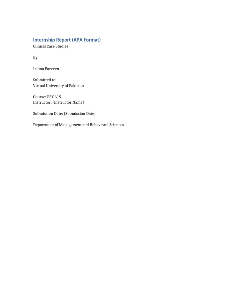 Complete Internship Report APA | PDF | Mental Disorder | Major ...