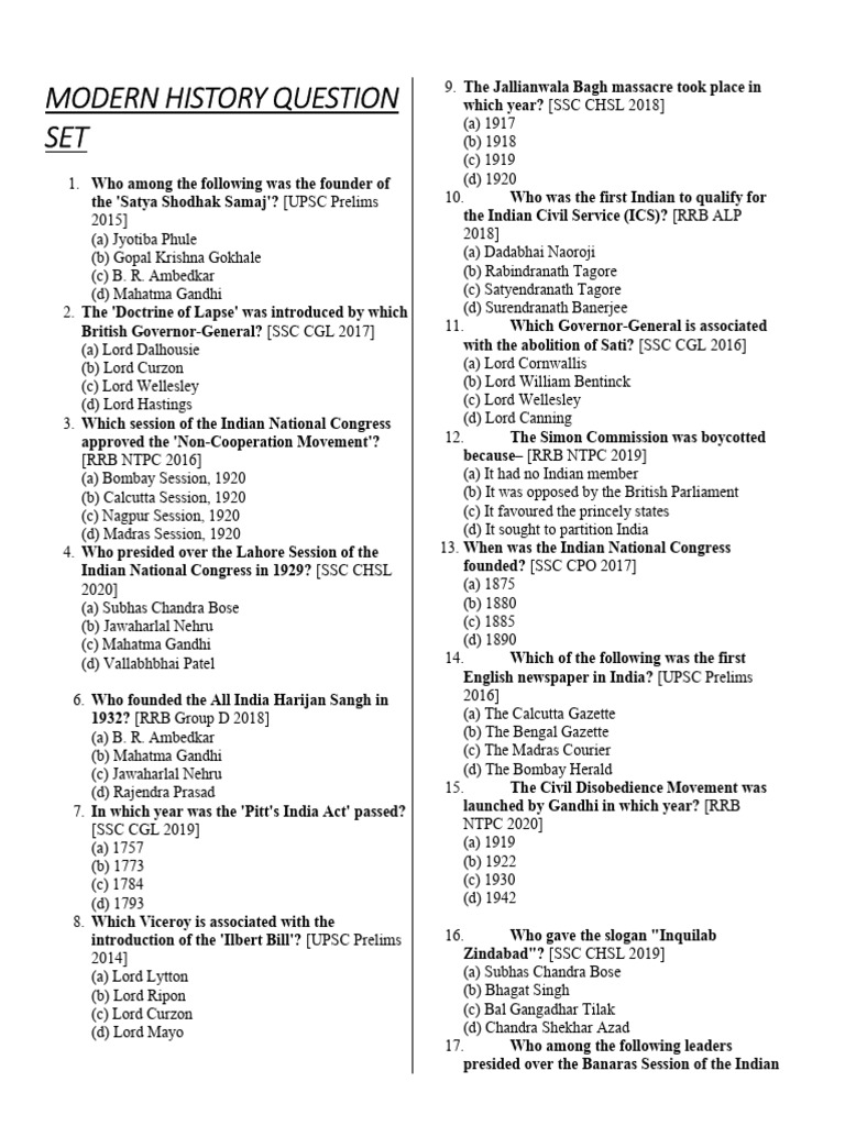 Modern History Pyq | PDF | Jawaharlal Nehru | Indian Independence Movement