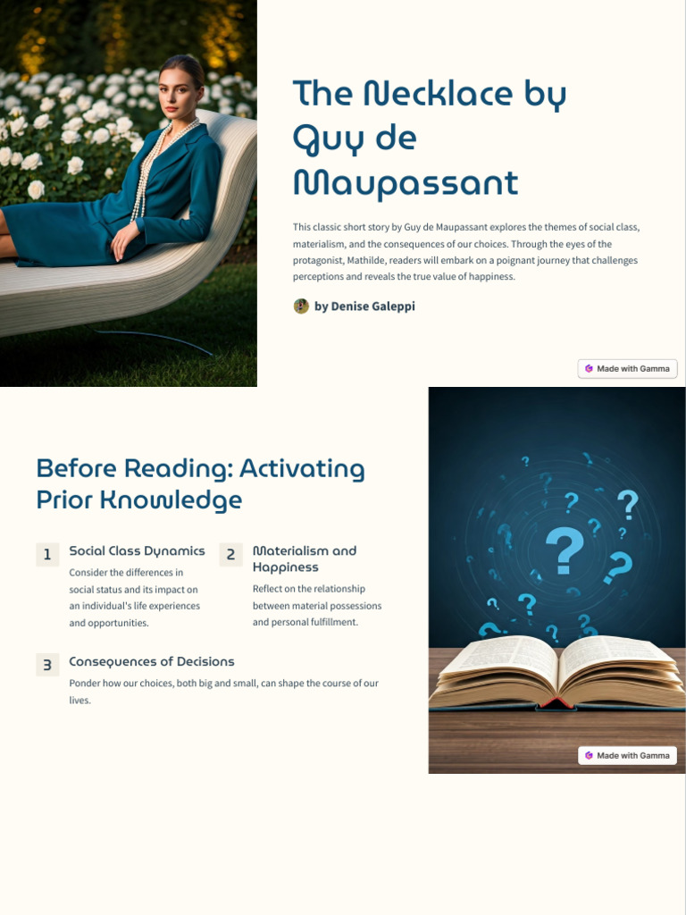 The Necklace by Guy de Maupassant | PDF | Happiness