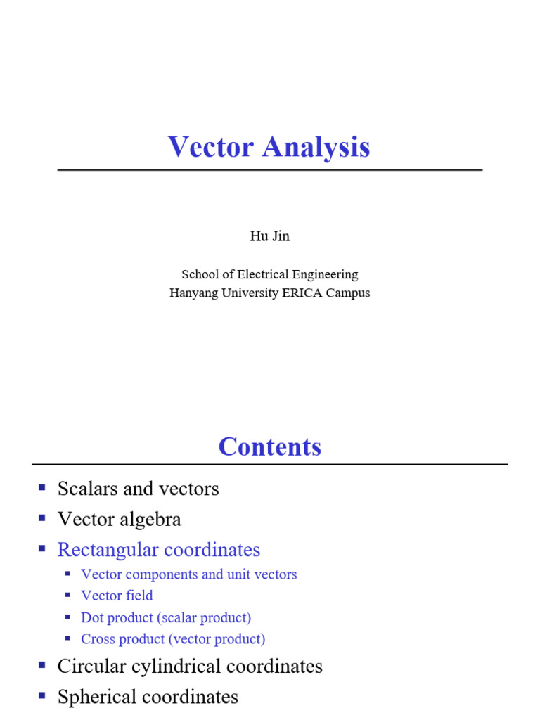 Vector Analysis: Scalars, Fields, and Products | PDF | Euclidean Vector | Mathematics