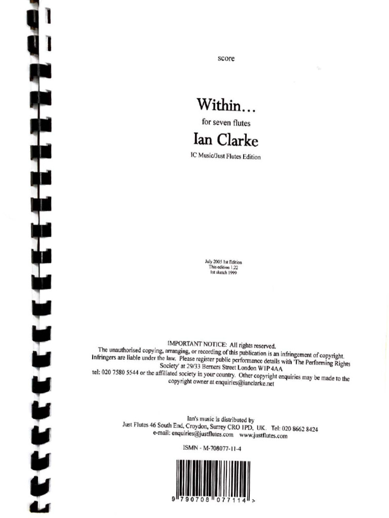Clarke Within Score | PDF | Tone (Linguistics) | Musical Notation