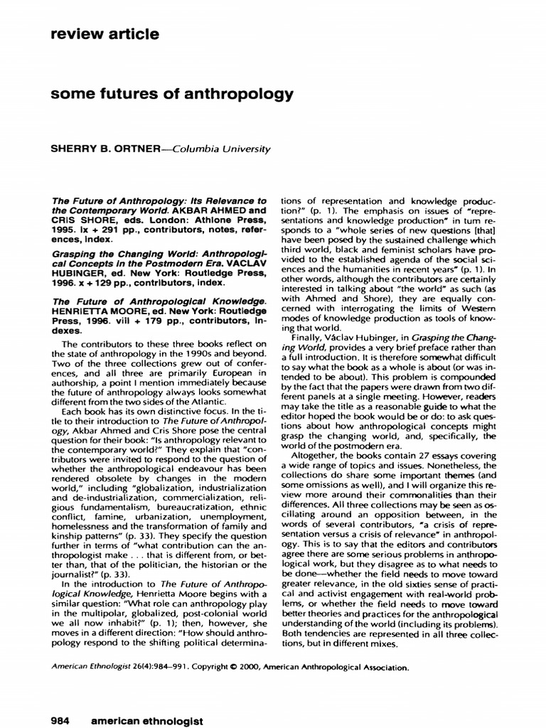 Some Futures of Anthropology The Future | PDF | Anthropology ...
