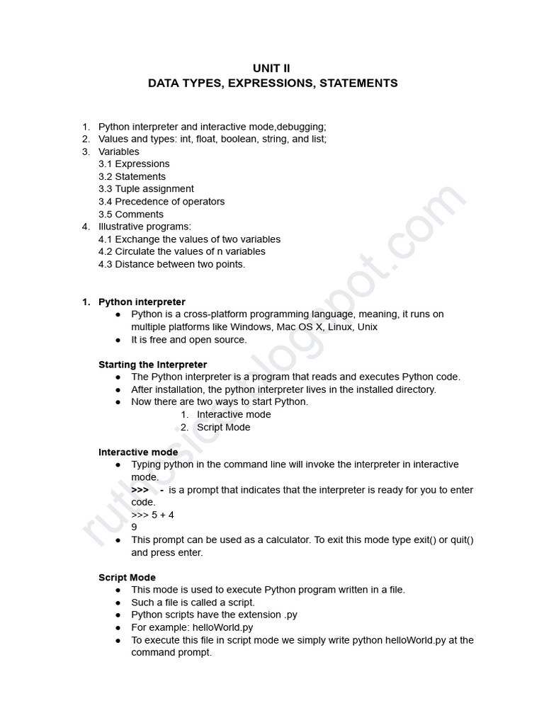 Unit Ii Pspp Pdf Python Programming Language Boolean Data Type