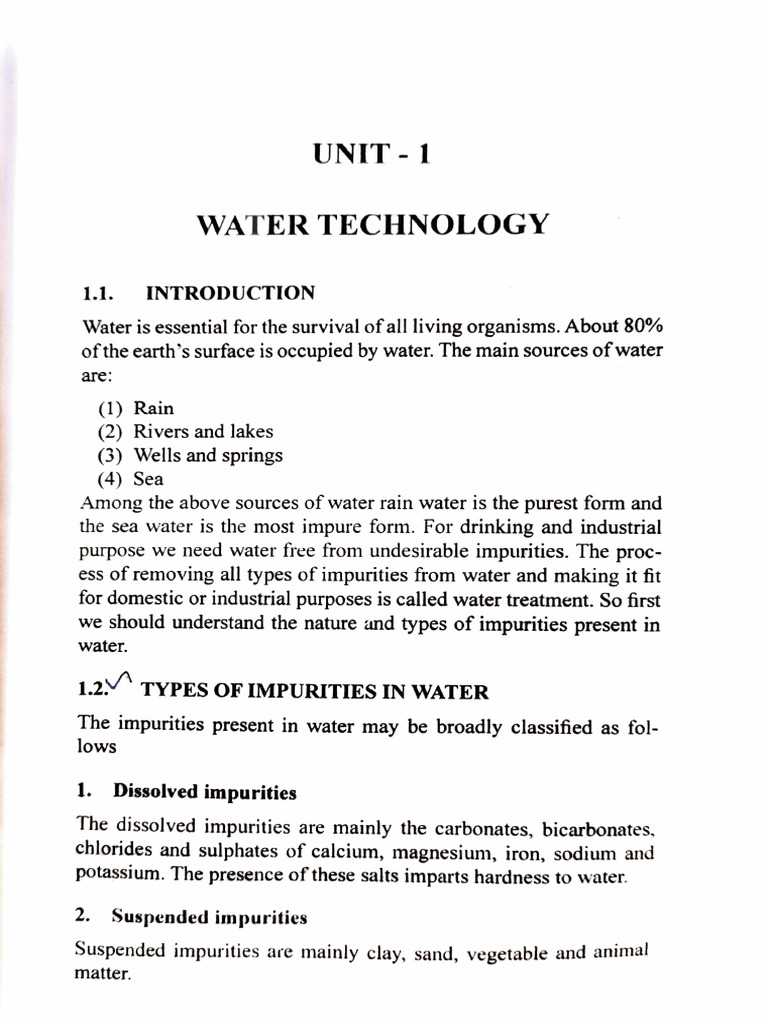 Chemistry - Water and Its Treatment Notes Simplified | PDF
