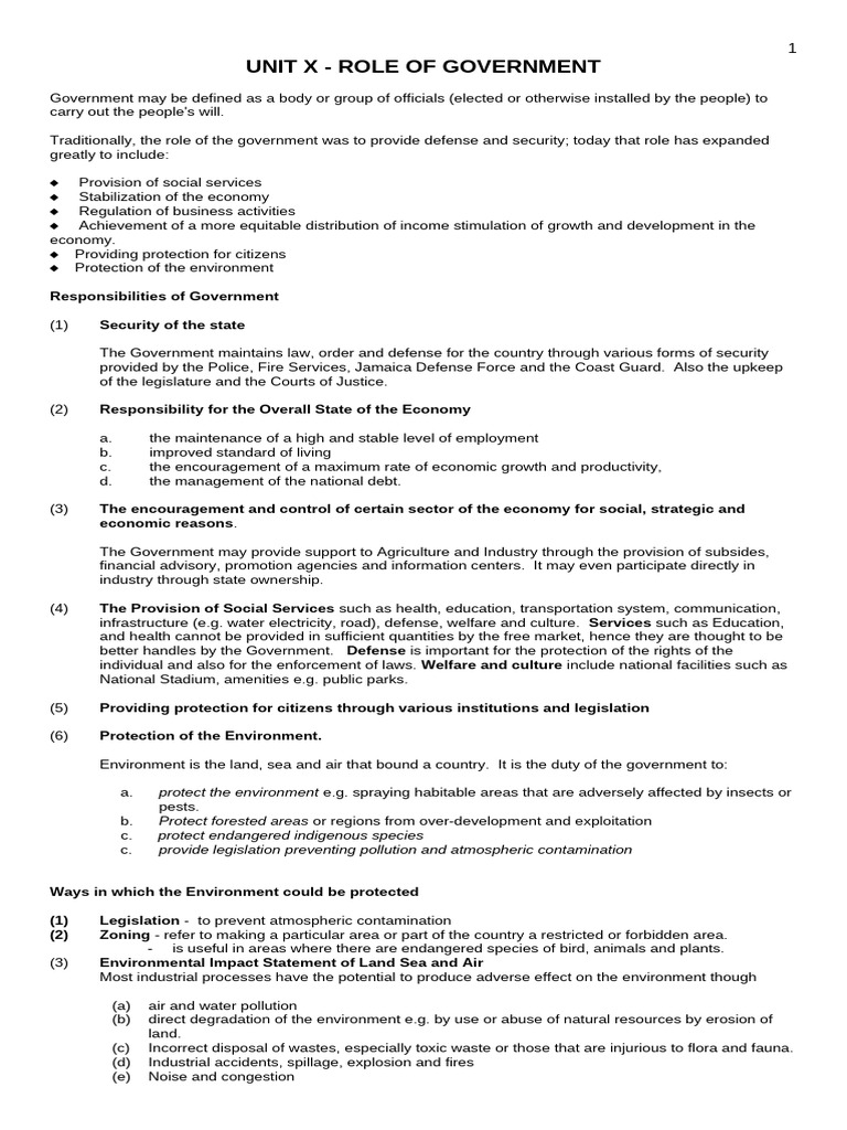 POB UNIT 10 Role of Government | PDF | Cost Of Living | Taxes