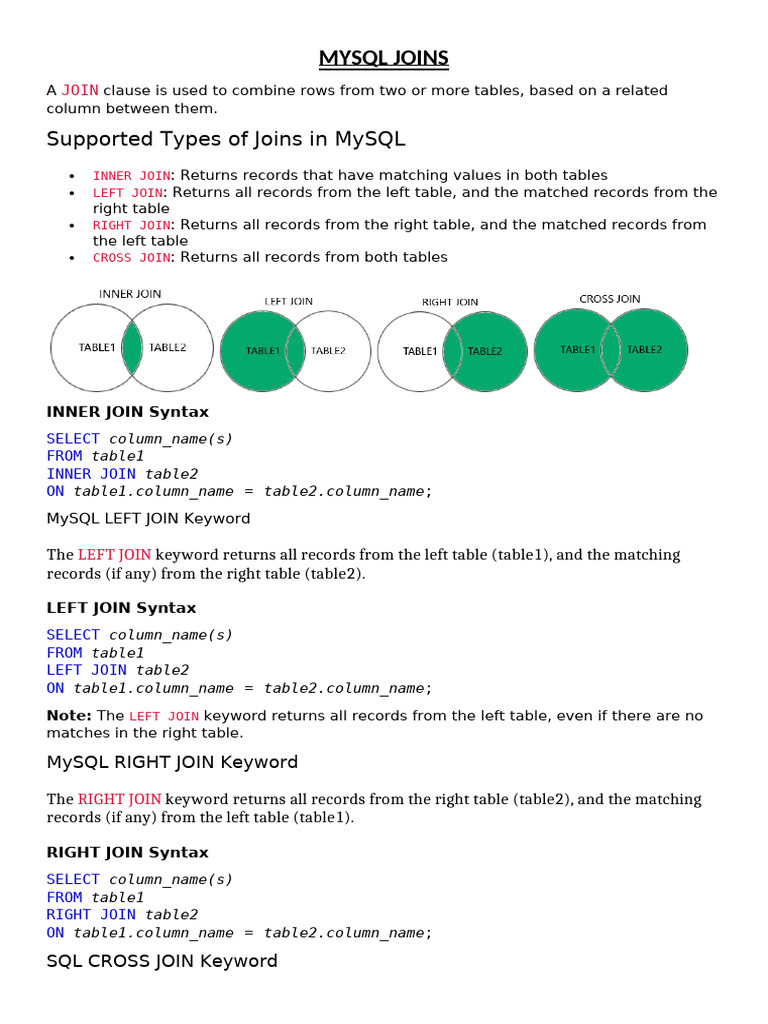 Mysql Joins | PDF Mysql Joins | PDF