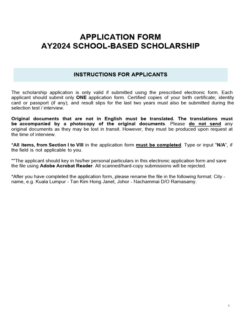 AY2024 Application Form ASEAN SBS | PDF | Mail | Birth Certificate