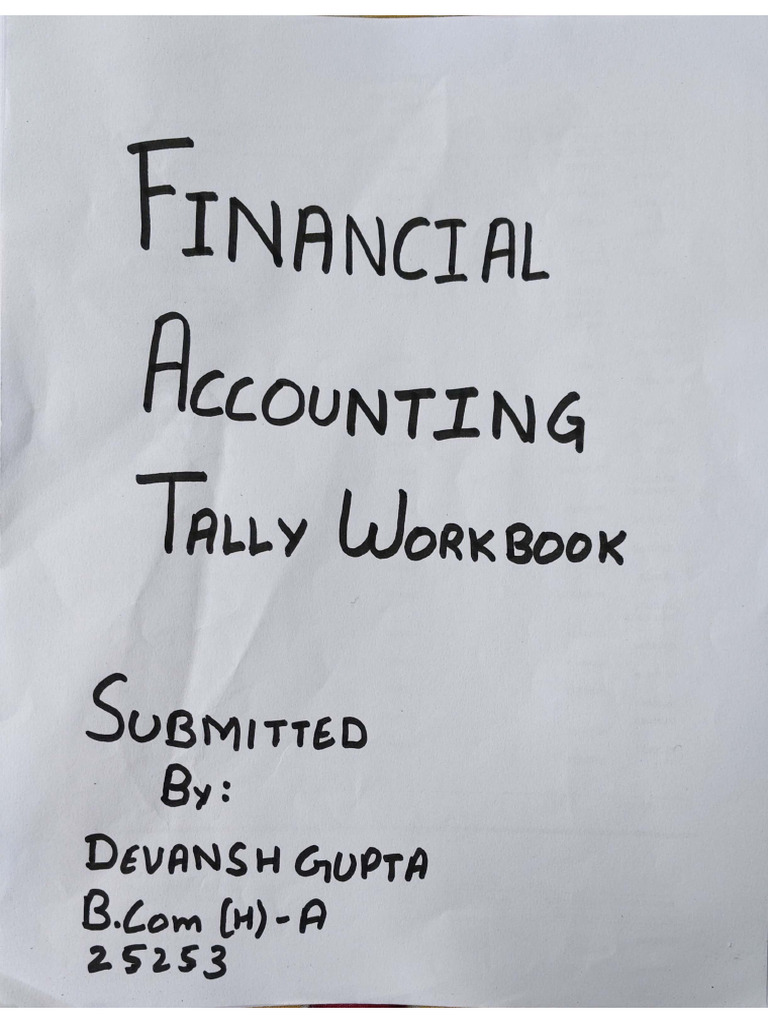 DEVANSH GUPTA TALLY WORKBOOK | PDF