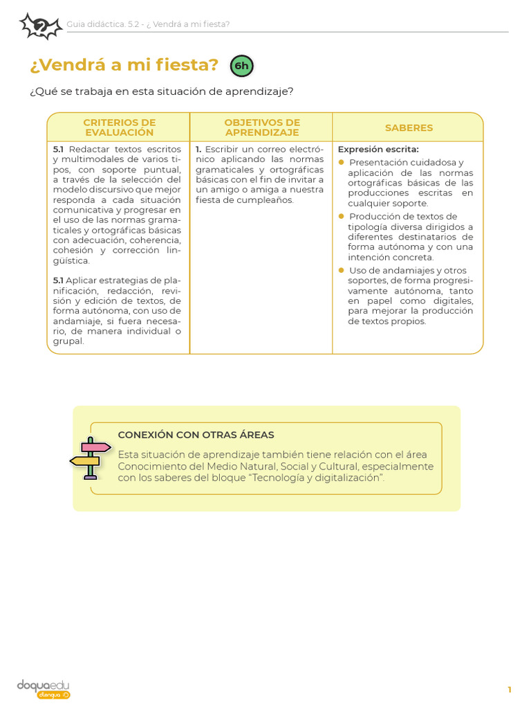 Guía Didáctica - (SA2) ¿Vendrá A Mi Fiesta | PDF | Evaluación | Aprendizaje