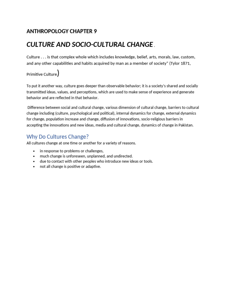 ANTHROPOLOGY CHAPTER 9 | PDF | Psychology | Behavioural Sciences