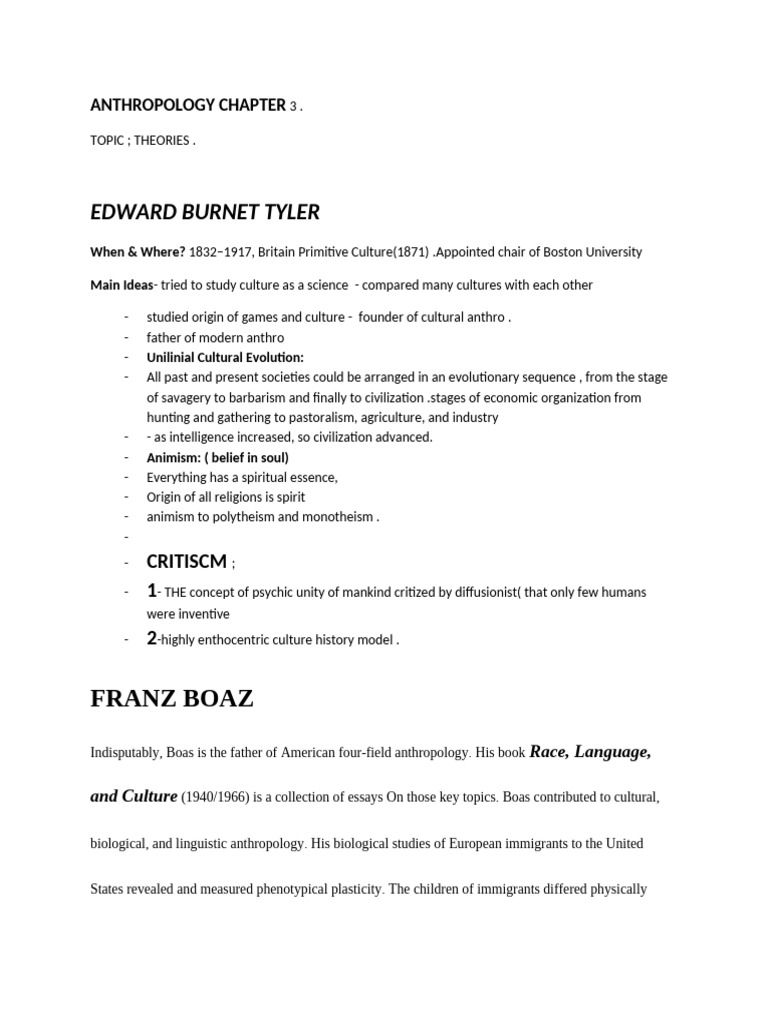 Anthropology Chapter 3 | PDF | Franz Boas | Anthropology