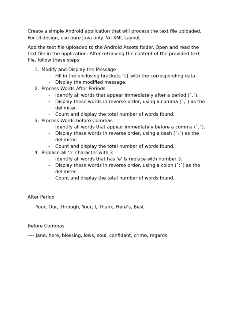 Create a Simple Android Application That Will Process the Text File Uploaded | PDF