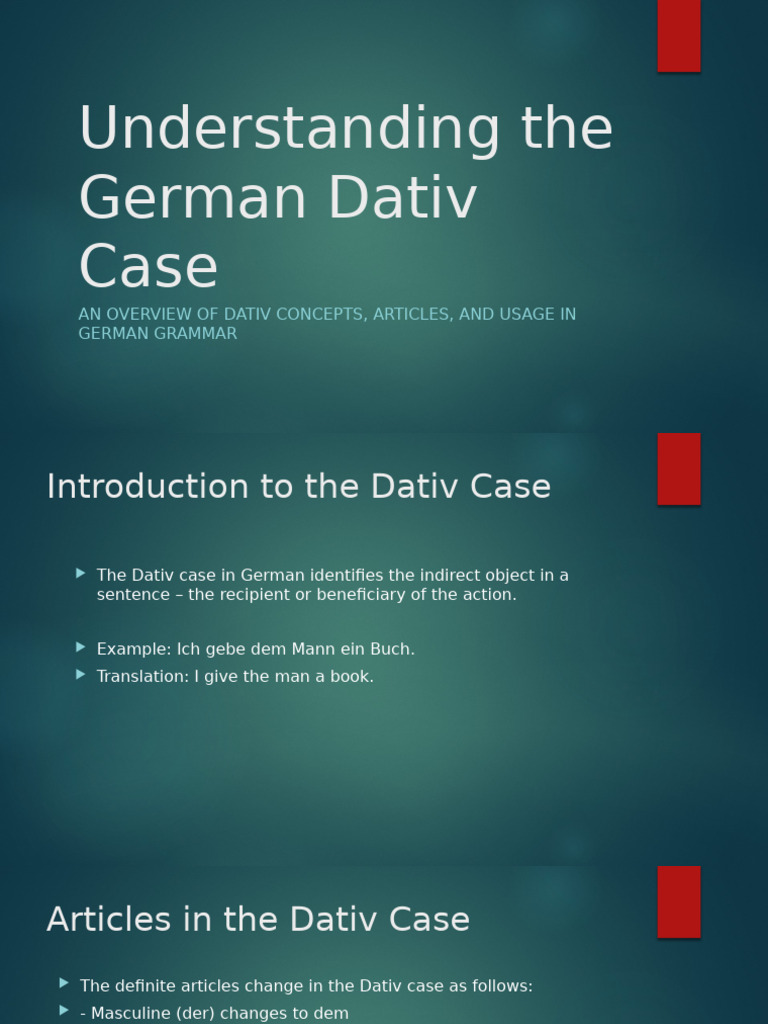 Understanding The German Dativ Case | PDF