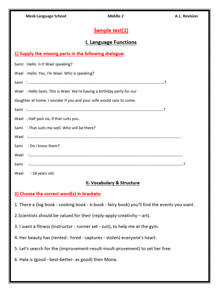 M2 Sample Tests | PDF | Egyptians