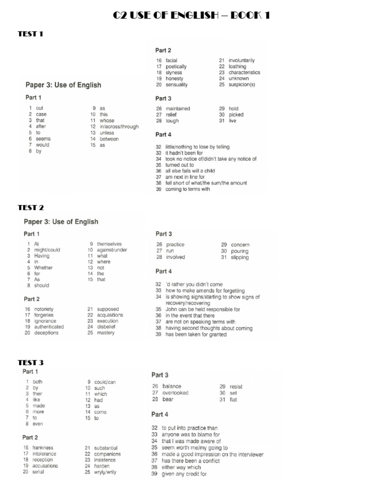 C2 Uoe - Book 1 Key | PDF