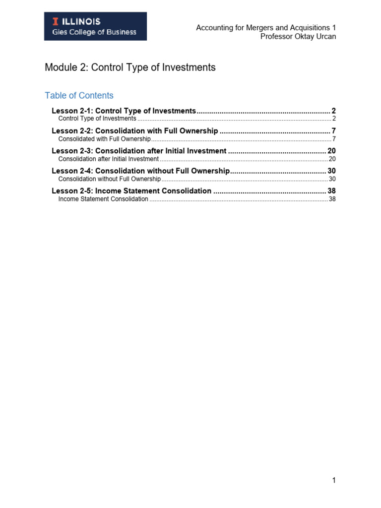 ACCY 532 Module 2 Word Transcript | PDF | Consolidation (Business ...