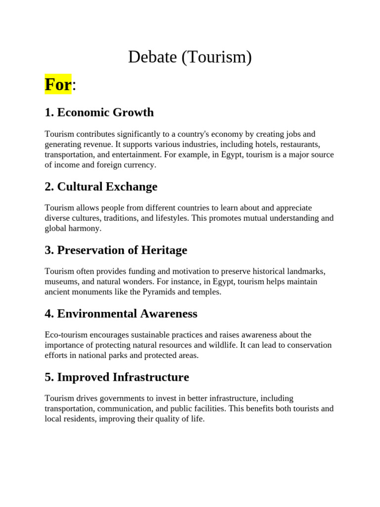 Debate (Tourism) | PDF