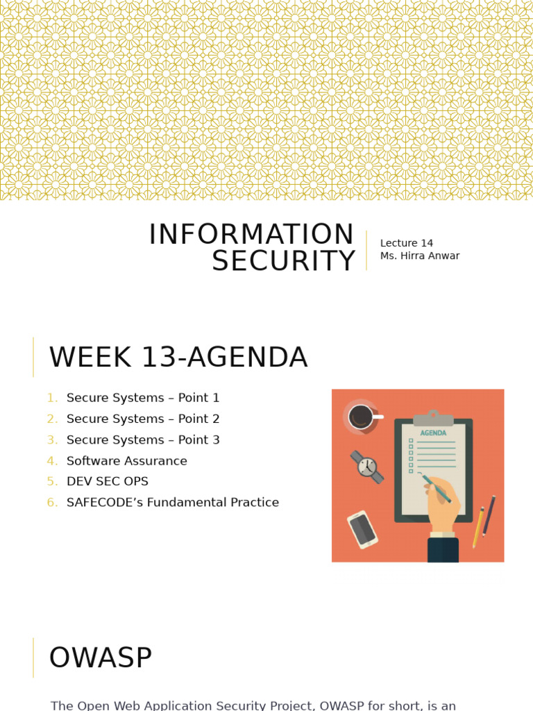 Week 14-Information Security - OWASP | PDF | Computer Security | Security