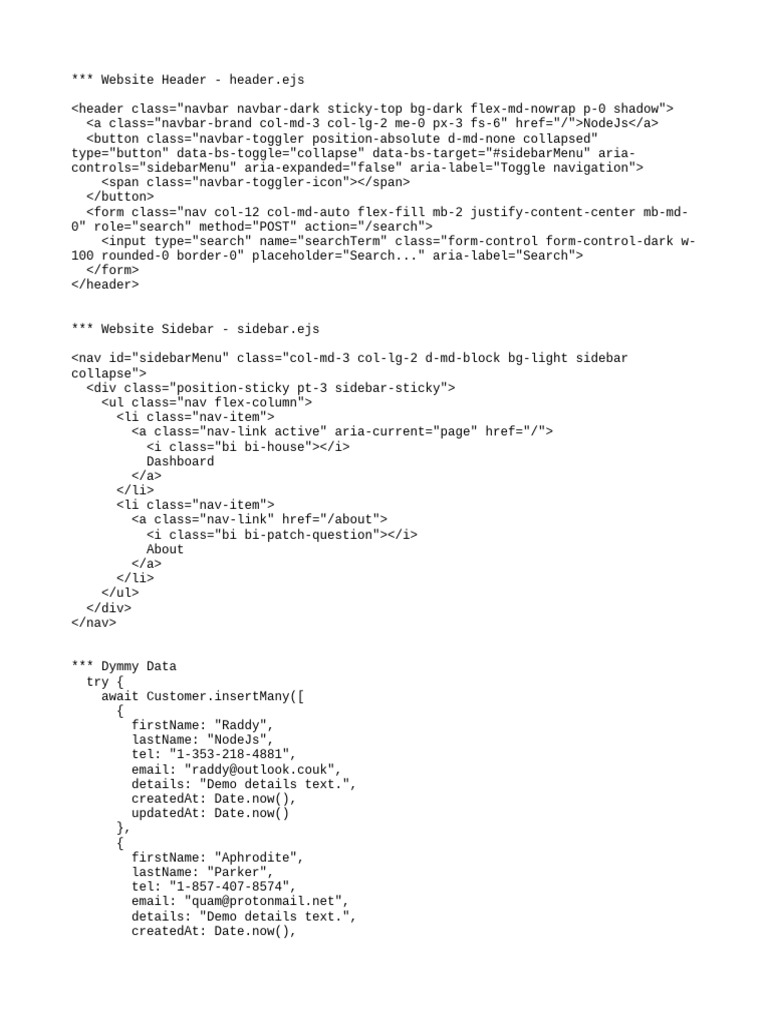 Dummy Data Pdf