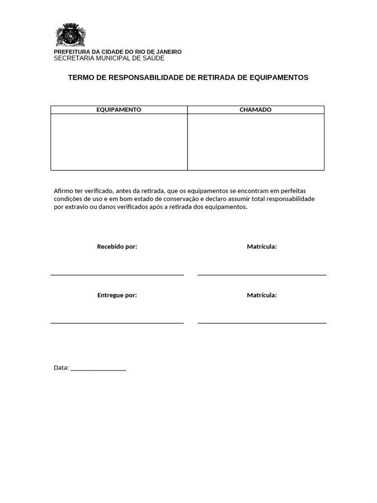 retirada de equipamentos | PDF