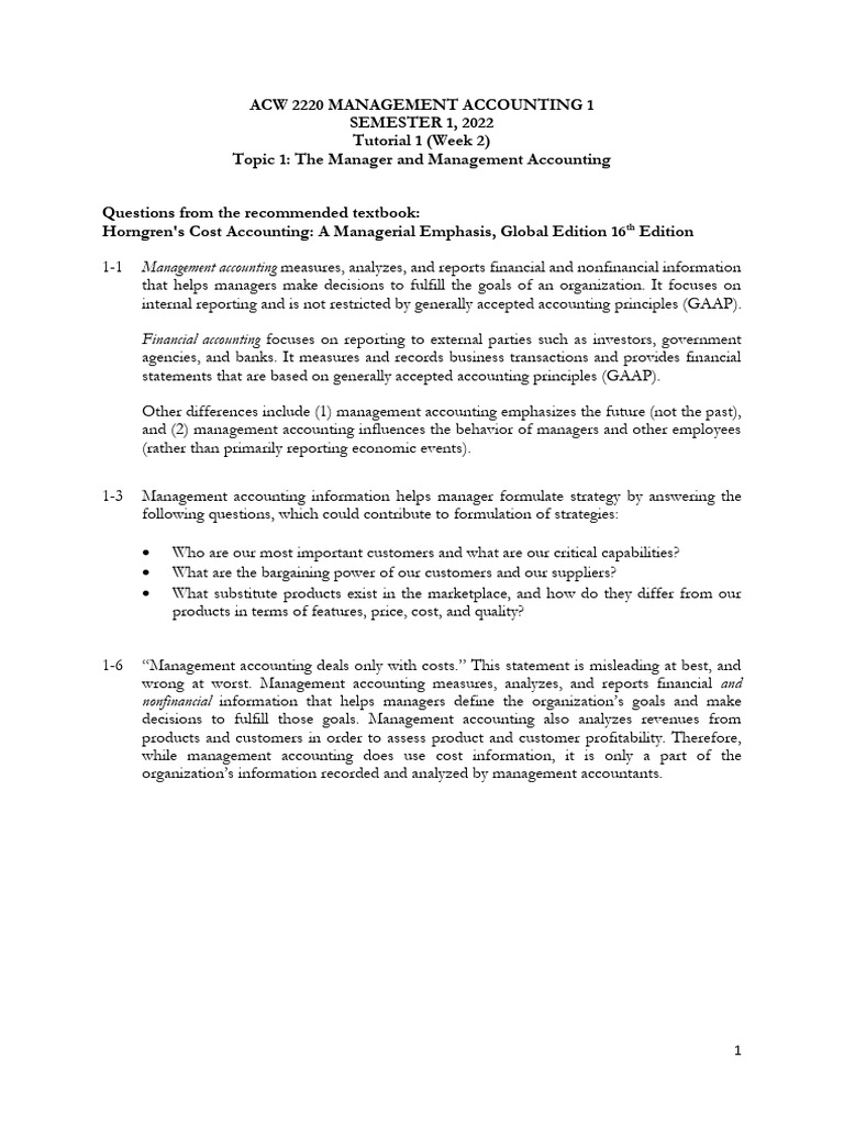 Tutorial Topic 1 Solution S1 2022 | PDF | Strategic Management ...