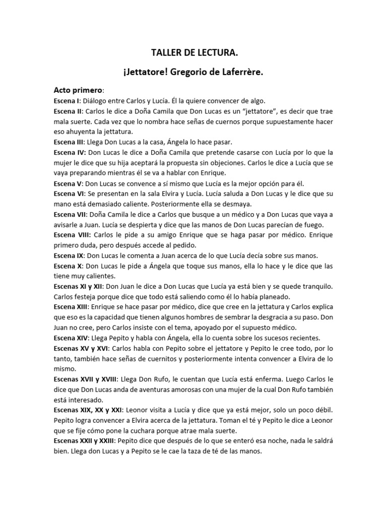 ¡Jettatore!: Comedia de Superstición y Engaños | PDF