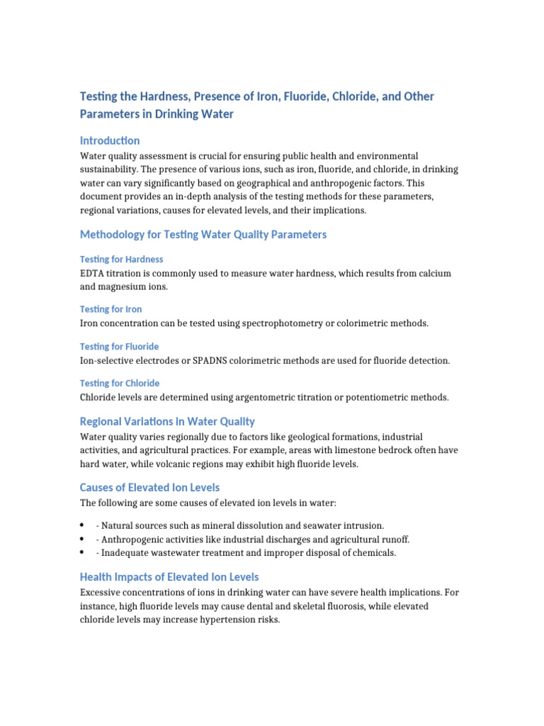 Comprehensive Water Quality Analysis | PDF | Water | Water Quality